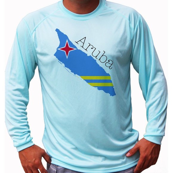 Shirts | Flag Map Aruba Beach Fishing Boat Sport Long Sleeve Upf 5 ...